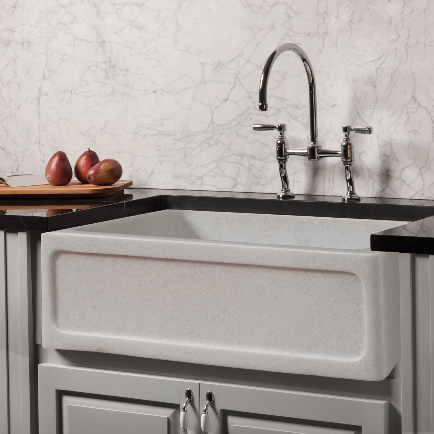 New Haven Farmhouse Sink, Athens Crystal White – Stone Forest
