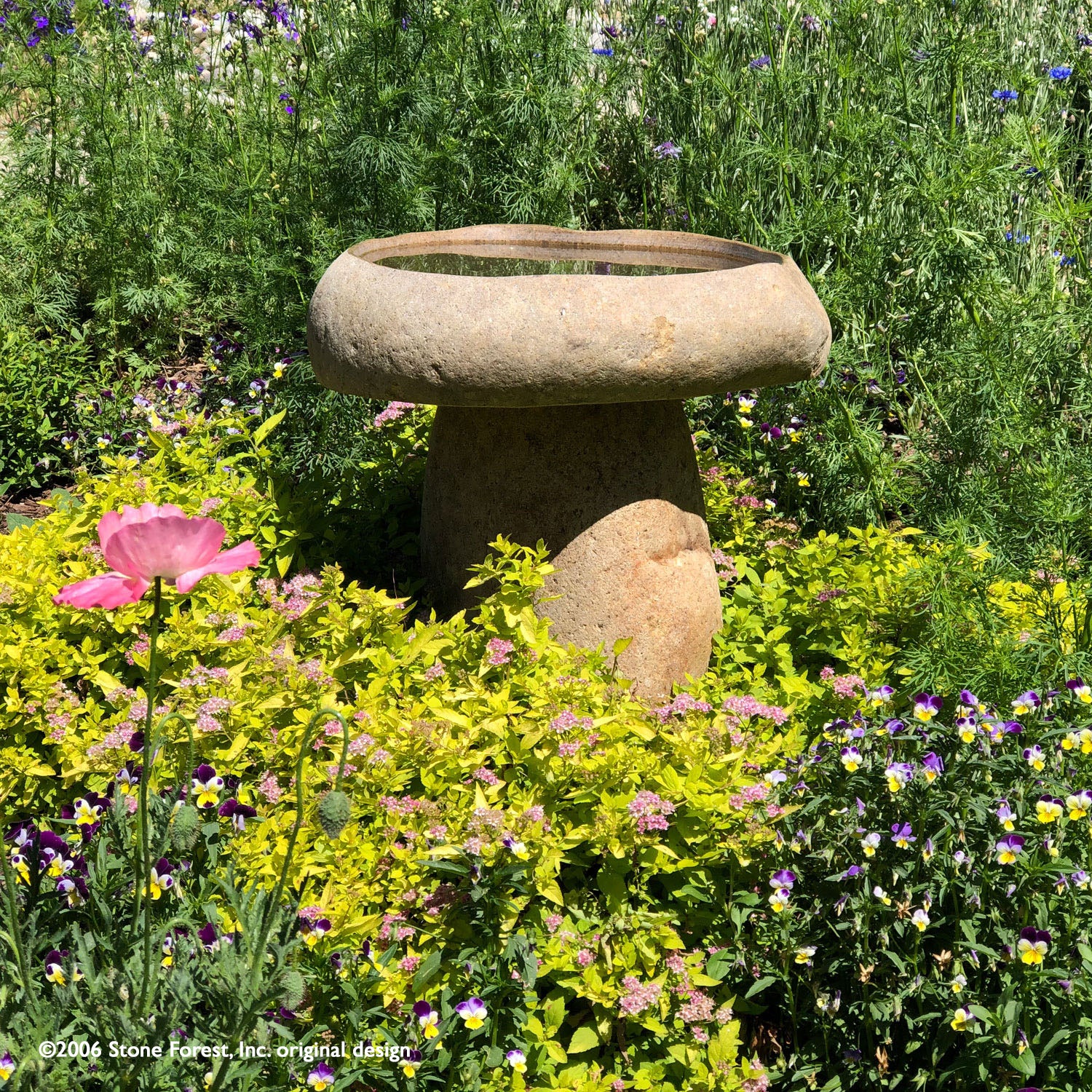 Wabi Bird Bath | Natural Stone Garden Decor | Stone Forest