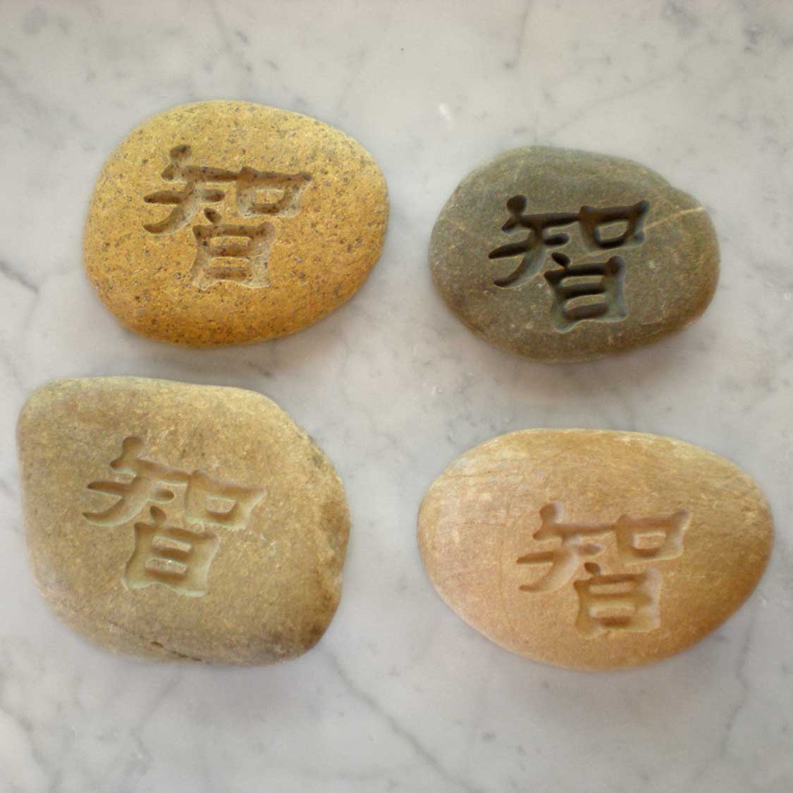 Kanji Hanji Character Pebbles | Natural Stone Decor | Stone Forest